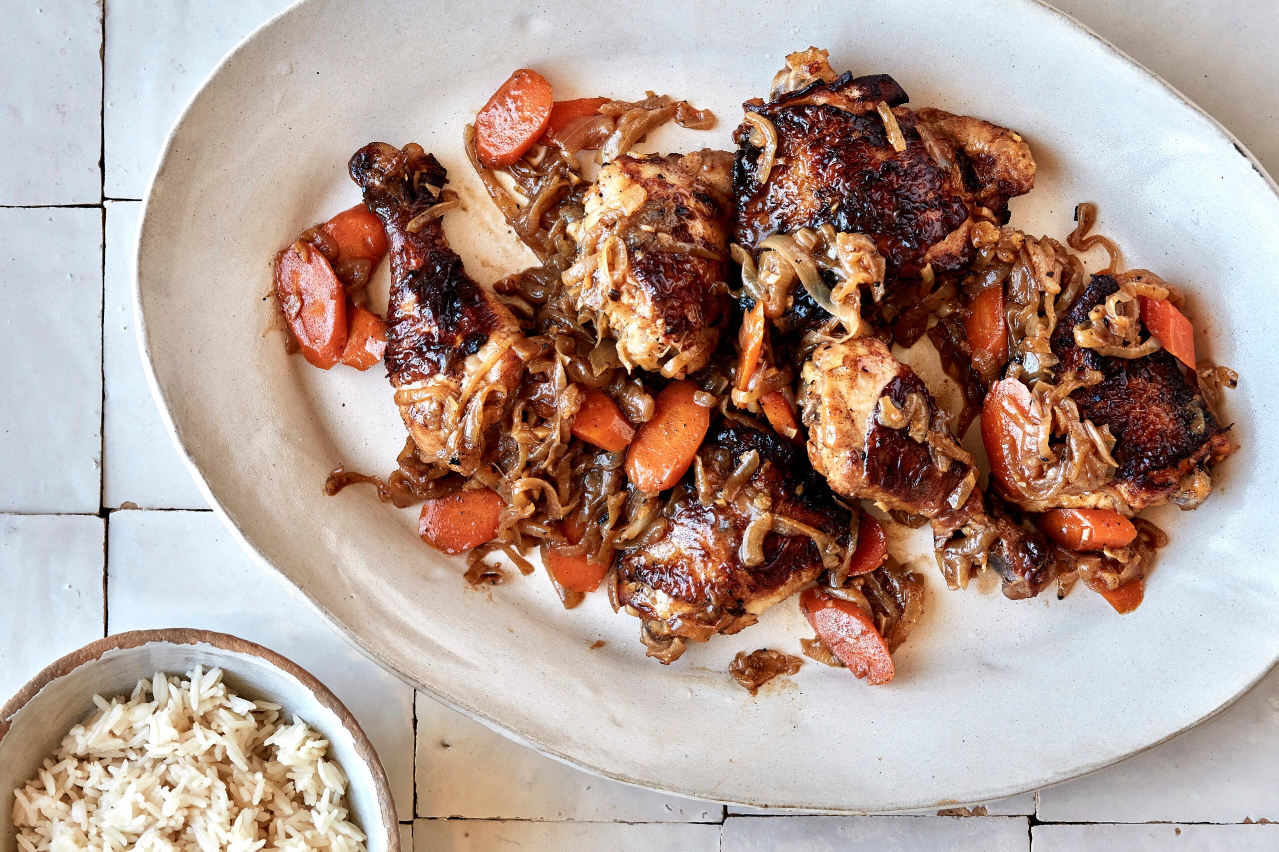 Grilled Chicken Recipe in Caramelized Onion Sauce (Yassa Poulet)