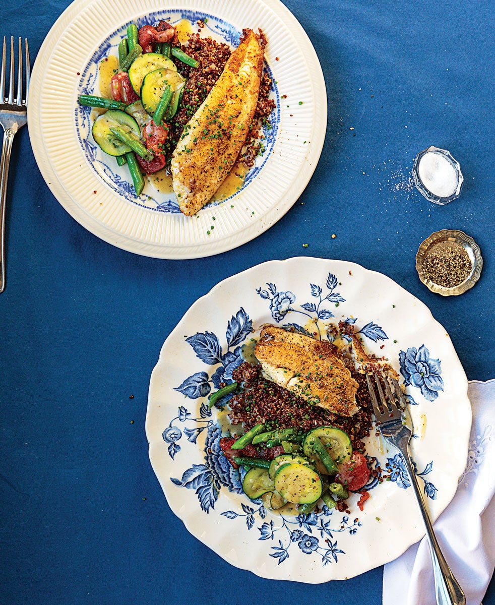 Pan-Fried Sole with Red Quinoa and Vegetables | Saveur