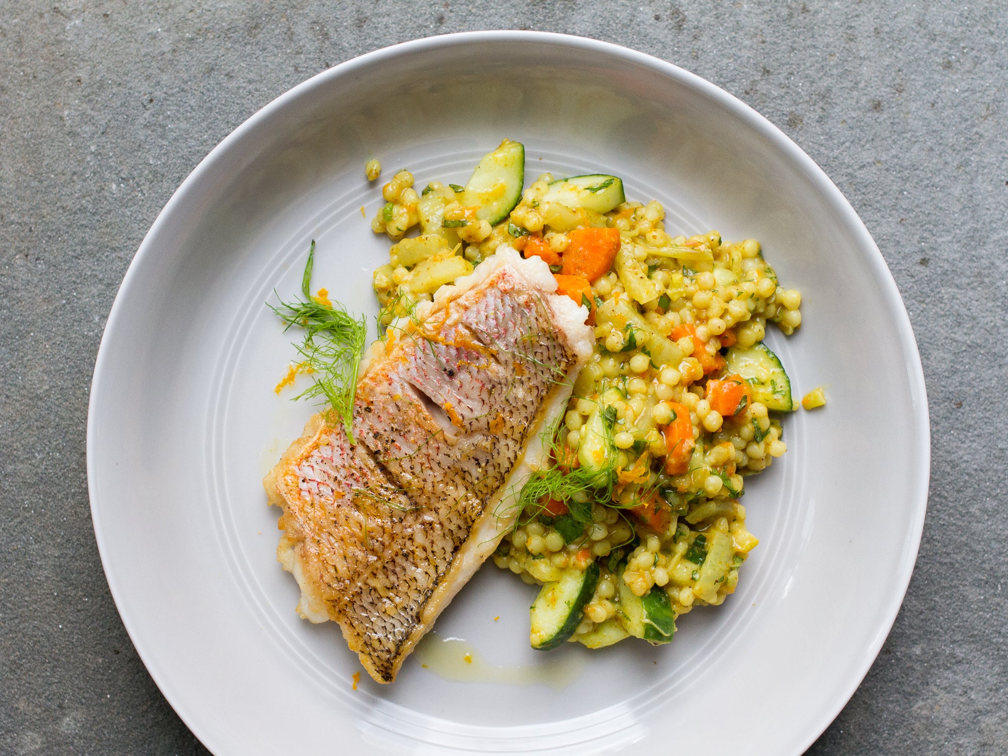 Israeli Cous Cous with Ras el Hanout, Fennel, and Carrot | Saveur
