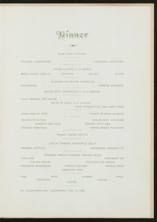 Be My 1900s Valentine: Menus from the Turn of the 20th Century