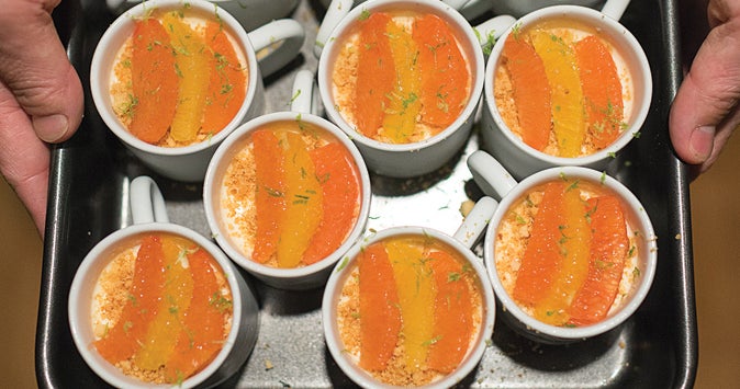 Lemon Posset with Pan-Fried Shortbread Crumbs | Saveur