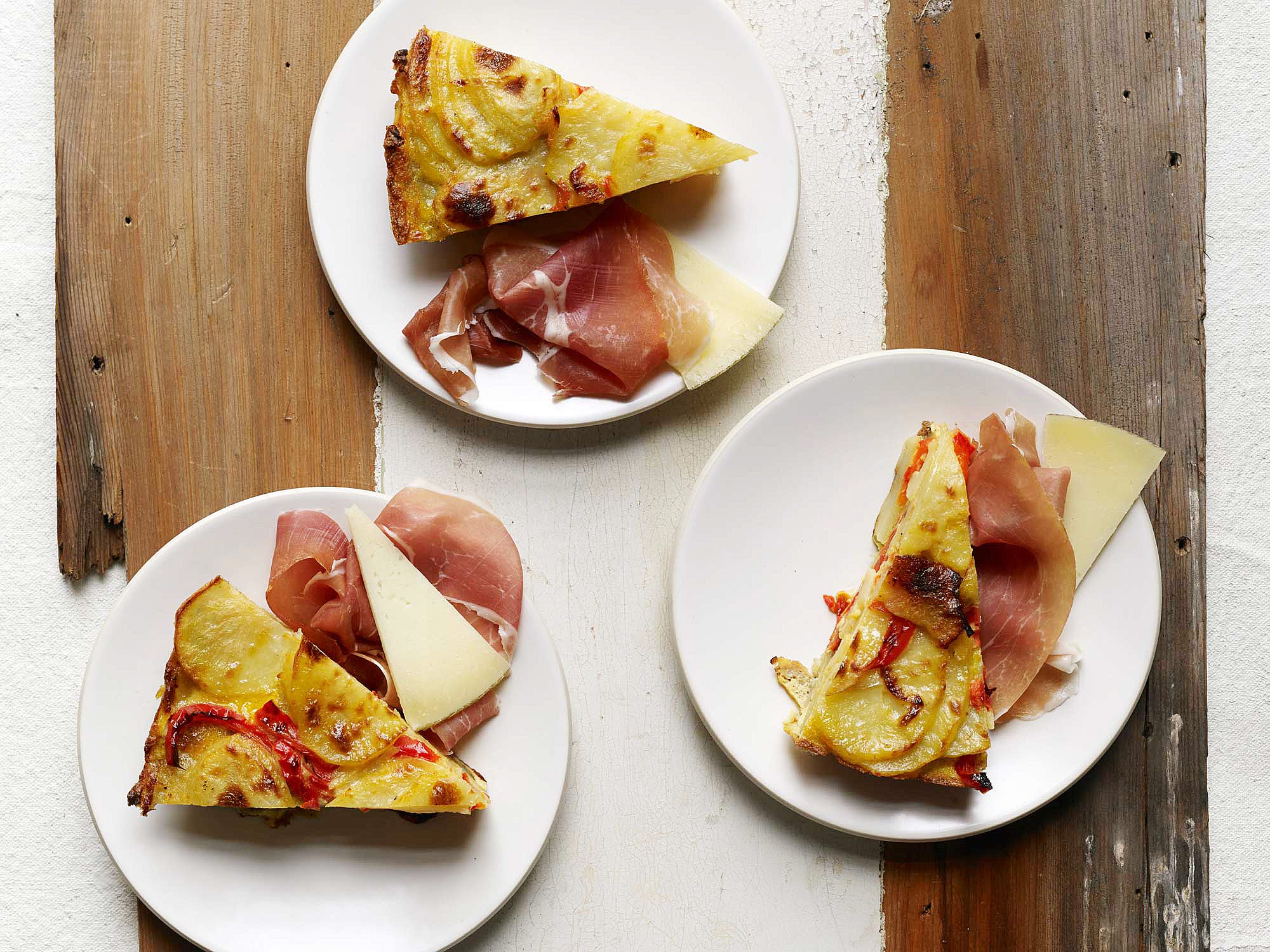Basque Potato and Pepper Tortilla with Ham and Cheese | Saveur