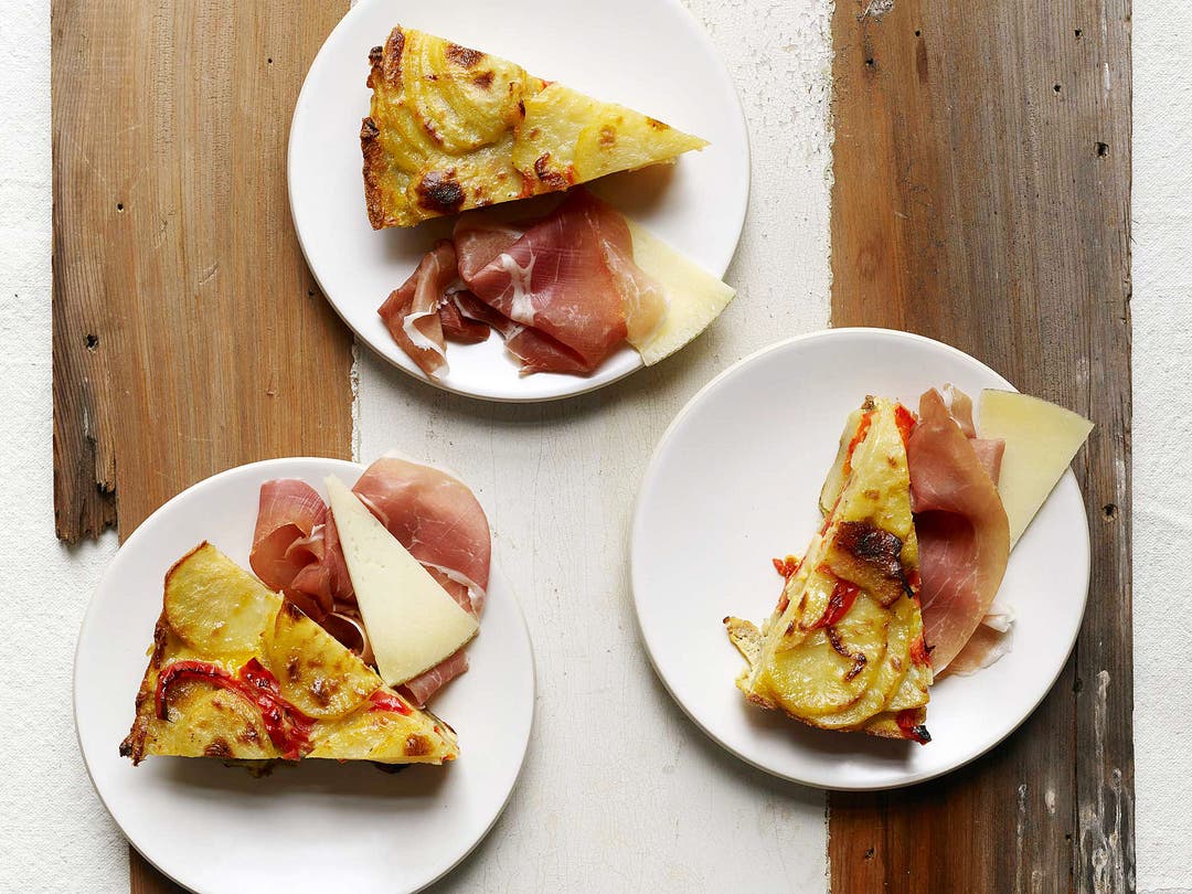 Basque Potato and Pepper Tortilla with Ham and Cheese | Saveur